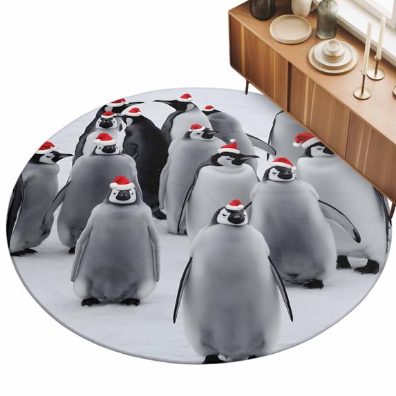 8ft Round Rug Antarctic Penguins Area Rugs for Living Room Bedroom ...