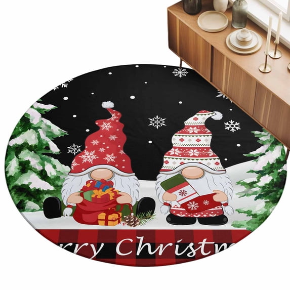 8ft Round Rug Black Christmas Area Rugs for Living Room Bedroom ...