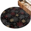 8ft Round Rug Black Snowflake Christmas Area Rugs for Living Room ...