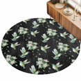 8ft Round Rug Black Summer Botanical Area Rugs for Living Room Bedroom ...