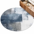 8ft Round Rug Blue Area Rugs for Living Room Bedroom Washable Non Slip ...