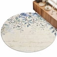8ft Round Rug Blue Flower Area Rugs for Living Room Bedroom Washable ...