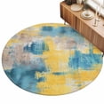 8ft Round Rug Blue Yellow Brown Area Rugs for Living Room Bedroom ...