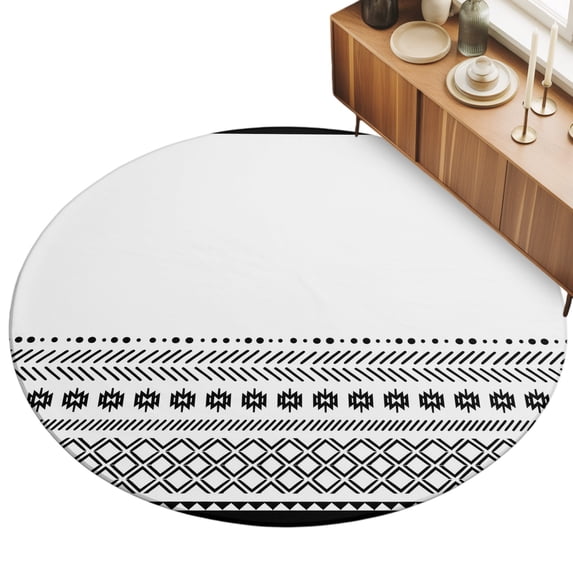8ft Round Rug Boho Geometric Area Rugs for Living Room Bedroom Washable ...