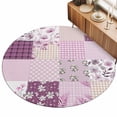 8ft Round Rug Boho Purple Flowers Area Rugs for Living Room Bedroom ...