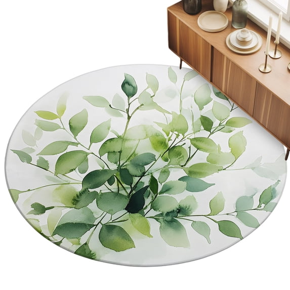 8ft Round Rug Botanical Eucalyptus Area Rugs for Living Room Bedroom ...