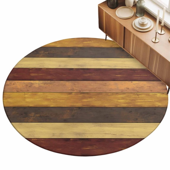 8ft Round Rug Brown Red Grey Farmhouse Area Rugs for Living Room ...