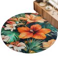 8ft Round Rug Burnt Orange Flower Area Rugs for Living Room Bedroom ...