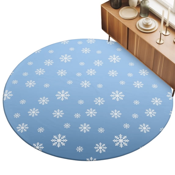 8ft Round Rug Christmas Sky Blue Area Rugs for Living Room Bedroom ...