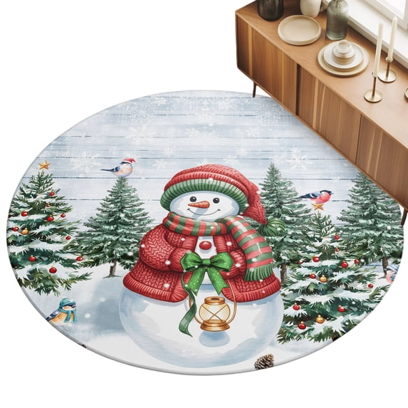 8ft Round Rug Christmas Snowman Area Rugs for Living Room Bedroom ...