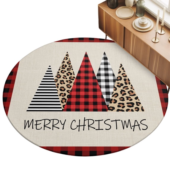 8ft Round Rug Christmas Tree Area Rugs for Living Room Bedroom Washable ...