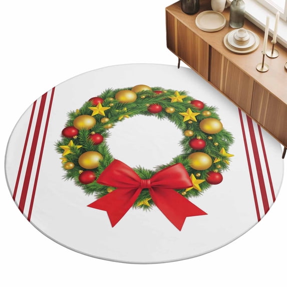 8ft Round Rug Christmas Wreath Area Rugs for Living Room Bedroom ...