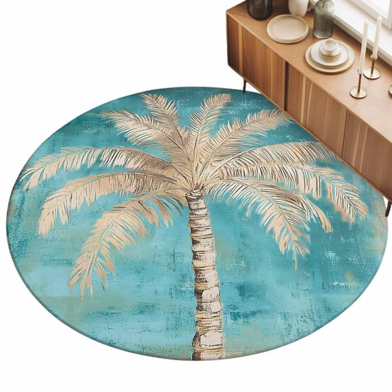 8ft Round Rug Coastal Beach Tree Area Rugs for Living Room Bedroom ...