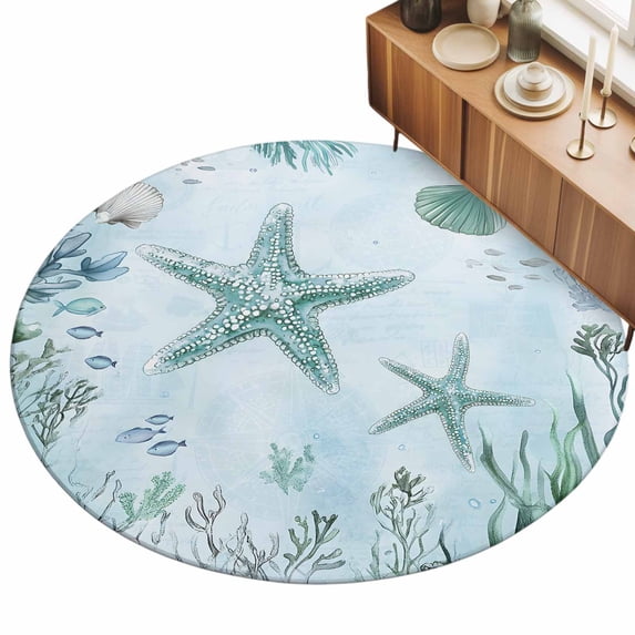 8ft Round Rug Coastal Starfish Area Rugs for Living Room Bedroom ...