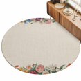 8ft Round Rug Colorful Roses Floral Area Rugs for Living Room Bedroom ...