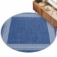 8ft Round Rug Dark Blue Retro Greek Key Area Rugs for Living Room ...
