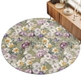 8ft Round Rug Dark Sage Green Botanical Area Rugs for Living Room ...