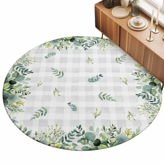 8ft Round Rug Eucalyptus Area Rugs for Living Room Bedroom Washable Non ...