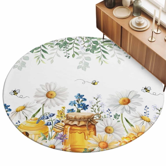 8ft Round Rug Eucalyptus Leaves Area Rugs for Living Room Bedroom ...