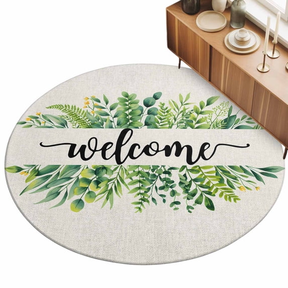 8ft Round Rug Eucalyptus Leaves Area Rugs for Living Room Bedroom ...