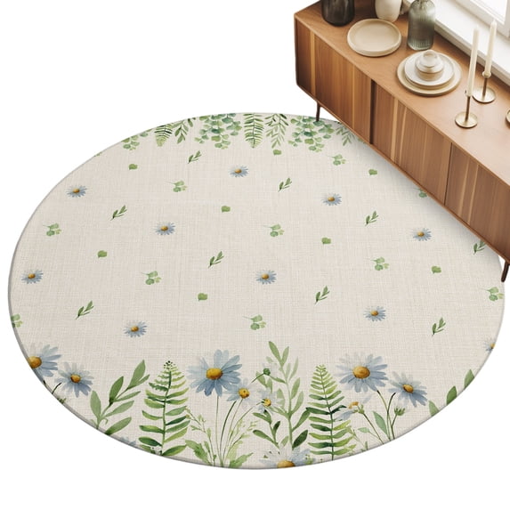8ft Round Rug Farmhouse Botancial Area Rugs for Living Room Bedroom ...