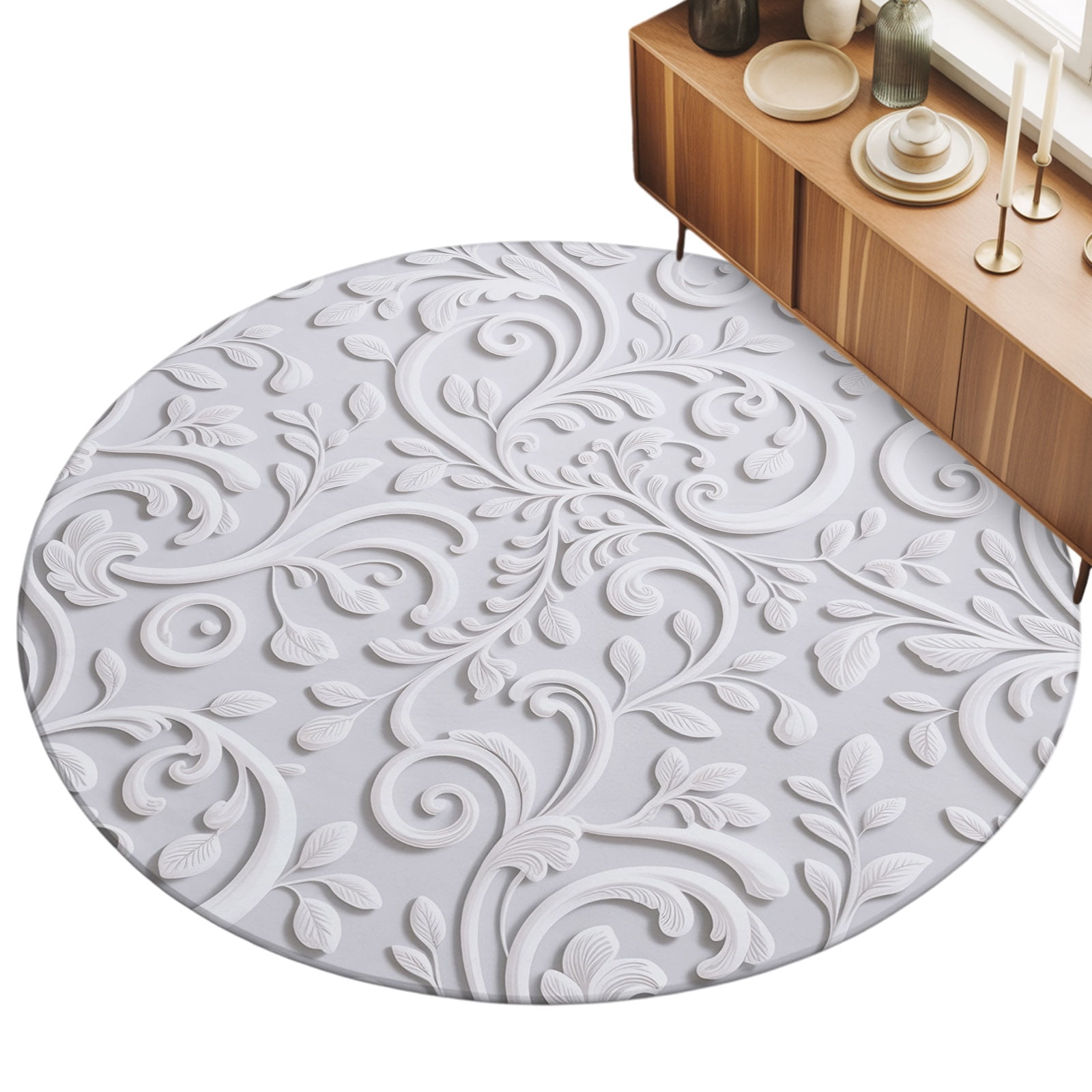 8ft Round Rug Floral Patterns Area Rugs for Living Room Bedroom ...