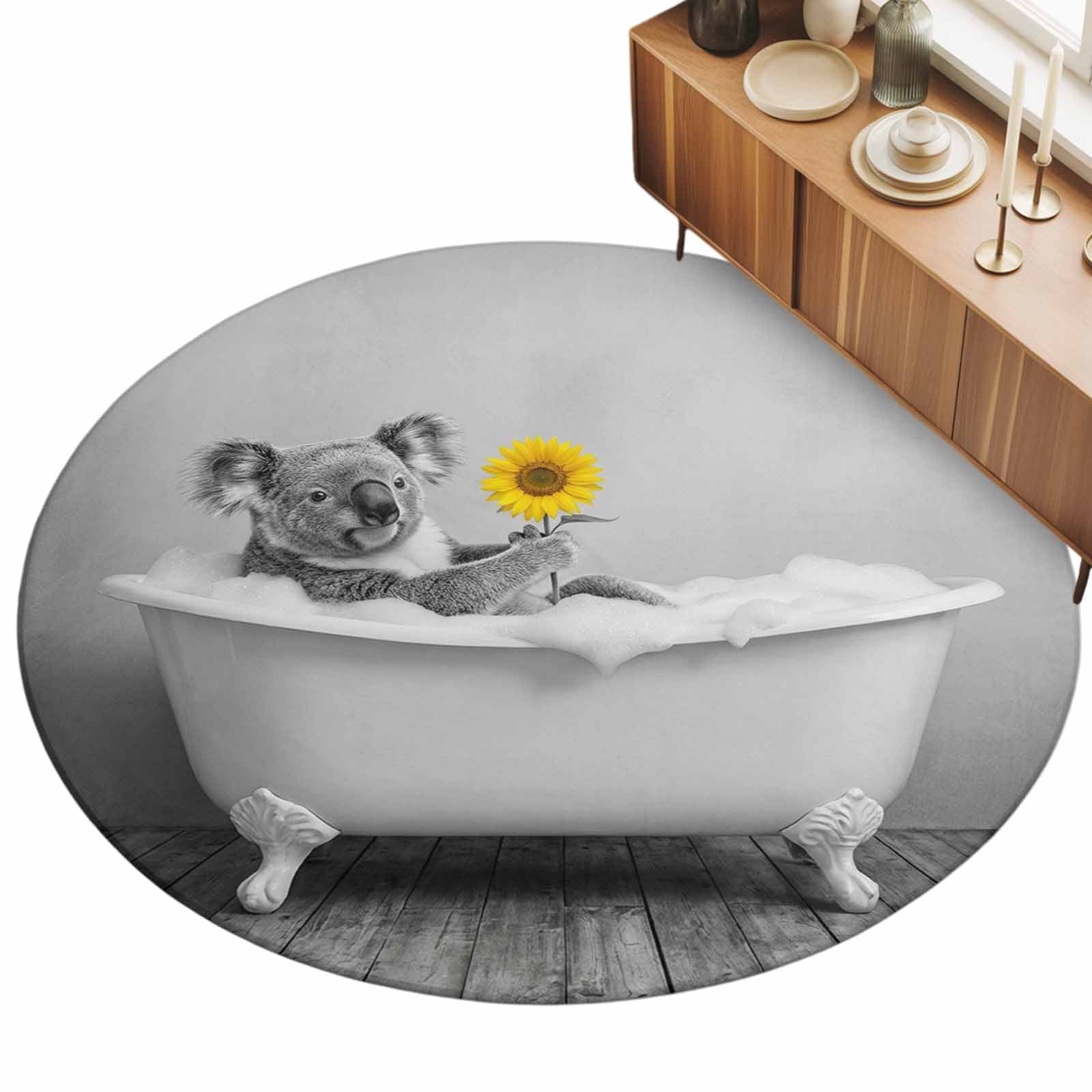 8ft Round Rug Funny Koala Area Rugs for Living Room Bedroom Washable ...