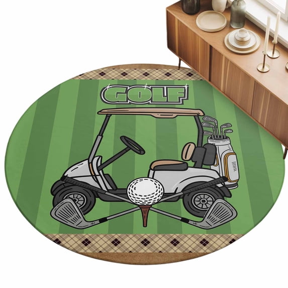 8ft Round Rug Golf Balls Area Rugs for Living Room Bedroom Washable Non ...