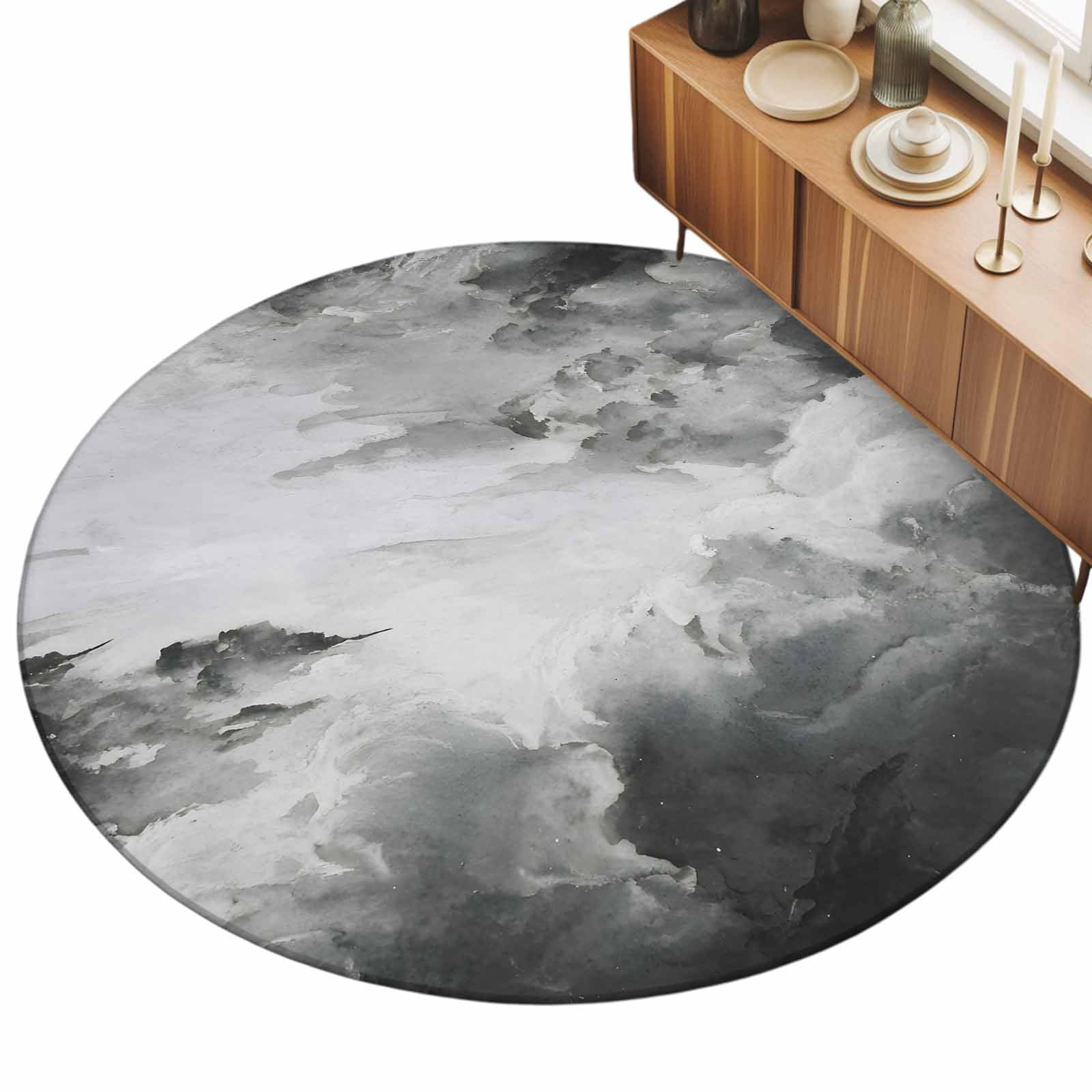 8ft Round Rug Gray Ombre Clouds Area Rugs for Living Room Bedroom ...