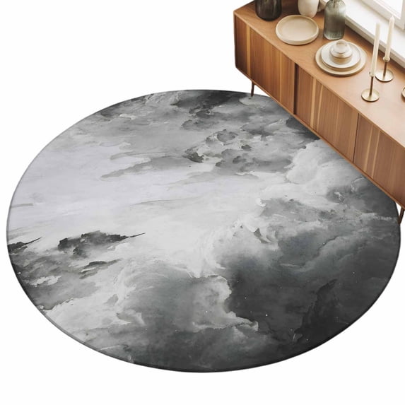 8ft Round Rug Gray Ombre Clouds Area Rugs for Living Room Bedroom ...