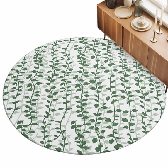 8ft Round Rug Green Ivy Leaves Area Rugs for Living Room Bedroom ...