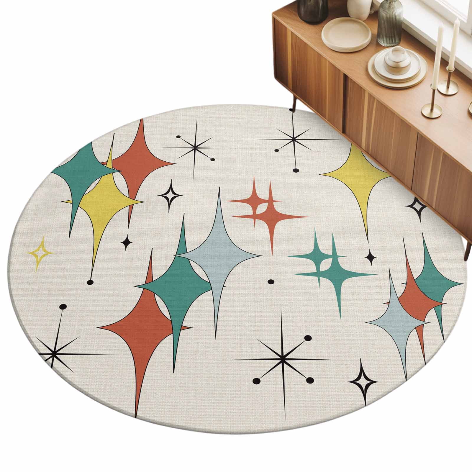 8ft Round Rug Green Yellow Diamond Area Rugs for Living Room Bedroom ...