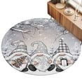 8ft Round Rug Grey Christmas Area Rugs for Living Room Bedroom Washable ...
