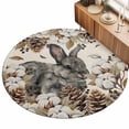 8ft Round Rug Grey Rabbits Area Rugs for Living Room Bedroom Washable ...