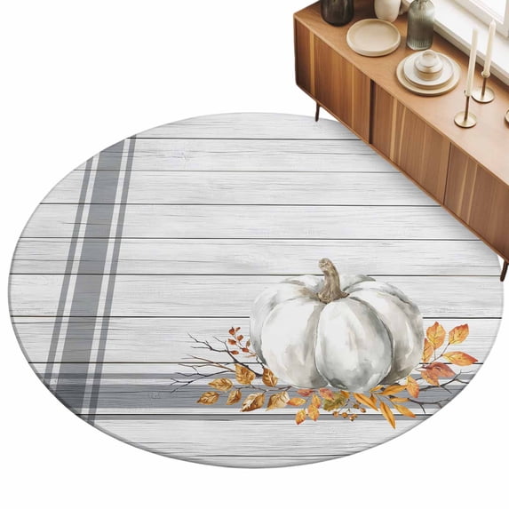 8ft Round Rug Grey White Pumpkin Area Rugs for Living Room Bedroom ...