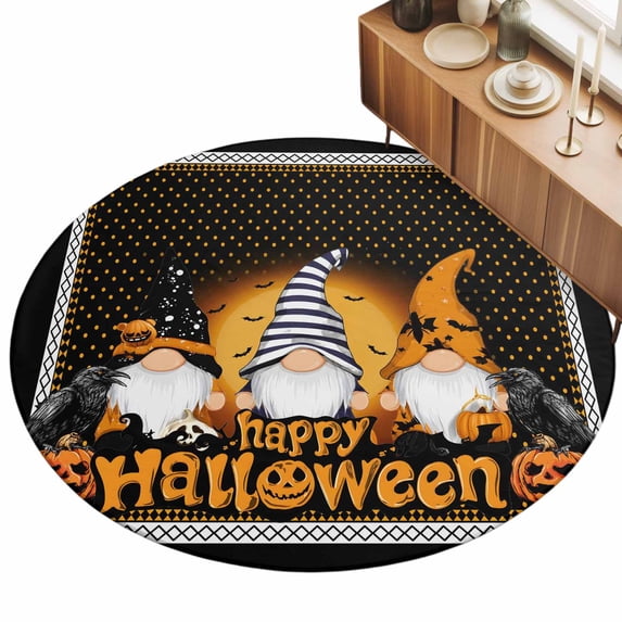 8ft Round Rug Halloween Area Rugs for Living Room Bedroom Washable Non ...
