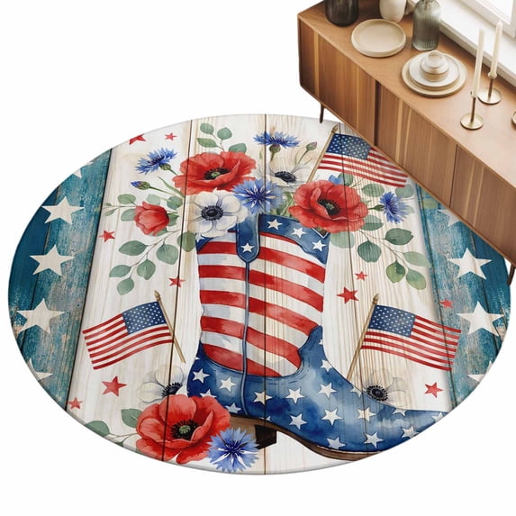 8ft Round Rug Independence Day Area Rugs for Living Room Bedroom ...