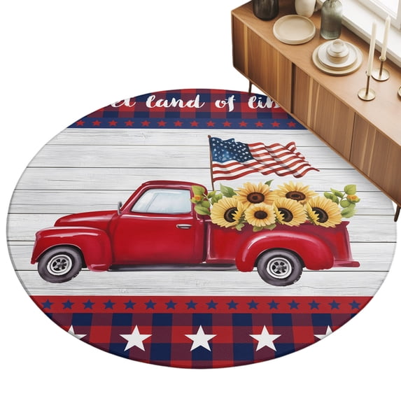 8ft Round Rug Independence Day Area Rugs for Living Room Bedroom ...