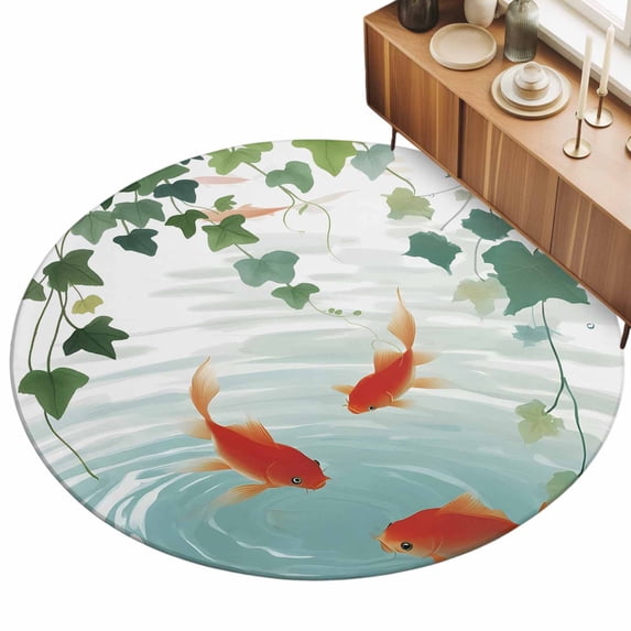 8ft Round Rug Japanese Carp Fish Area Rugs for Living Room Bedroom ...