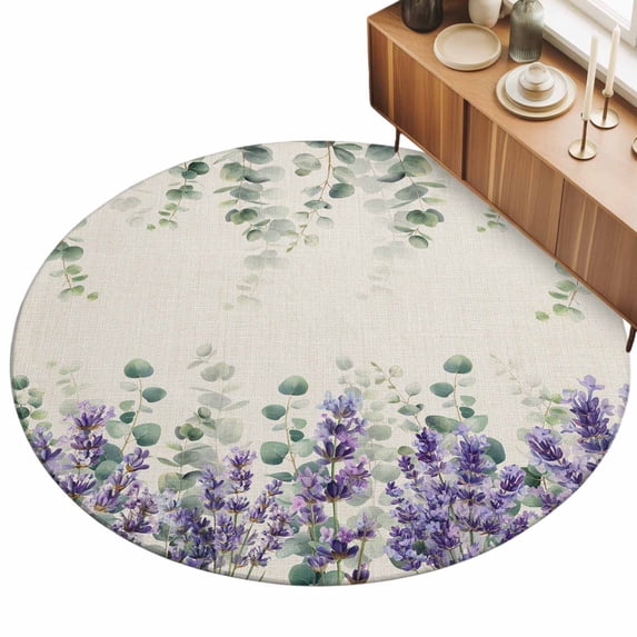 8ft Round Rug Lavender Eucalyptus Area Rugs for Living Room Bedroom ...