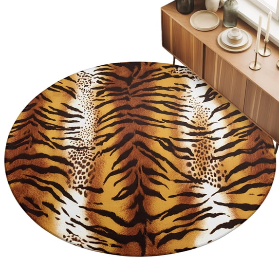 8ft Round Rug Leopard Stripes Area Rugs for Living Room Bedroom ...