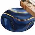 8ft Round Rug Marble Navy Blue Area Rugs for Living Room Bedroom ...