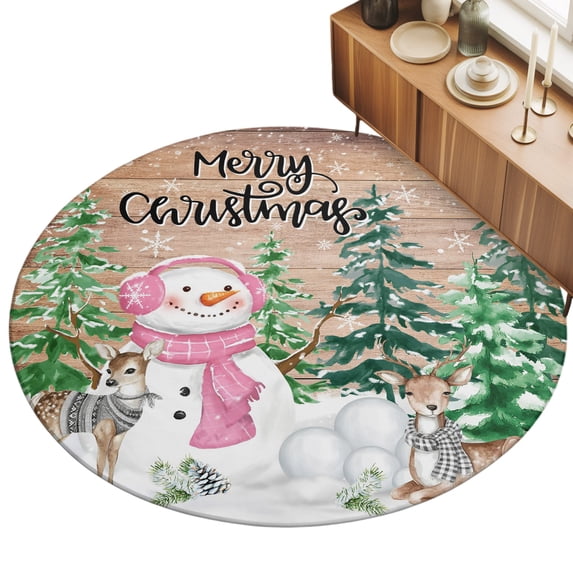 8ft Round Rug Merry Christmas Area Rugs for Living Room Bedroom ...