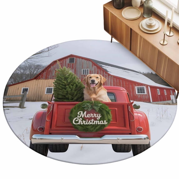 8ft Round Rug Merry Christmas Area Rugs for Living Room Bedroom ...