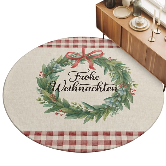 8ft Round Rug Merry Christmas Area Rugs for Living Room Bedroom ...