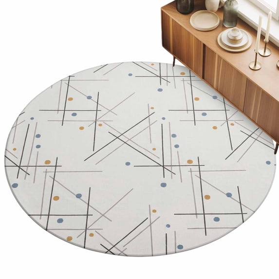 8ft Round Rug Modern Geometric Area Rugs for Living Room Bedroom ...