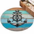 8ft Round Rug Nautical Anchor Area Rugs for Living Room Bedroom ...