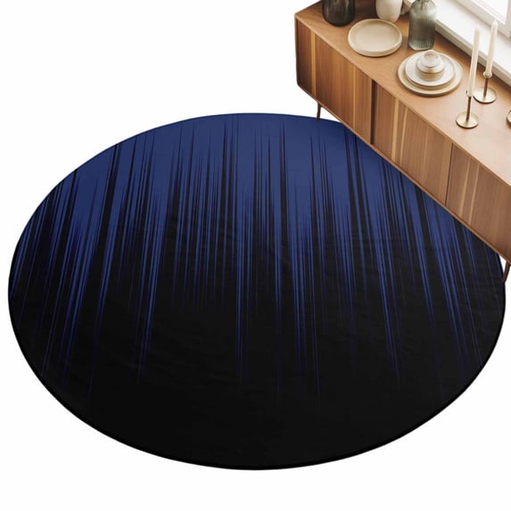 8ft Round Rug Navy Blue Black Ombre Area Rugs for Living Room Bedroom ...