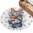 8ft Round Rug Navy Blue Butterfly 4th of July Area Rugs for Living Room ...