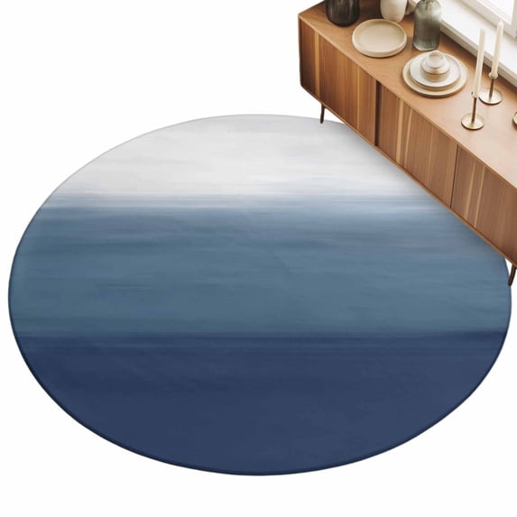 8ft Round Rug Navy Blue Ombre Area Rugs for Living Room Bedroom ...